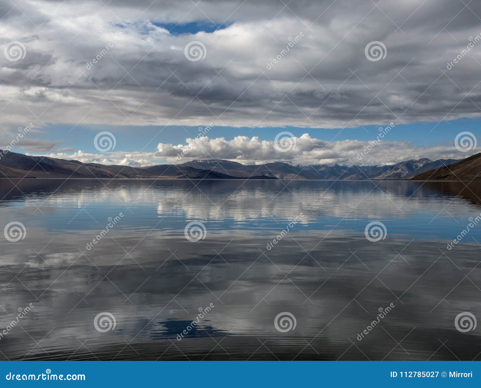 Panorama of a Mountain Lake in a Thunderstorm, Mirror Reflection of ...