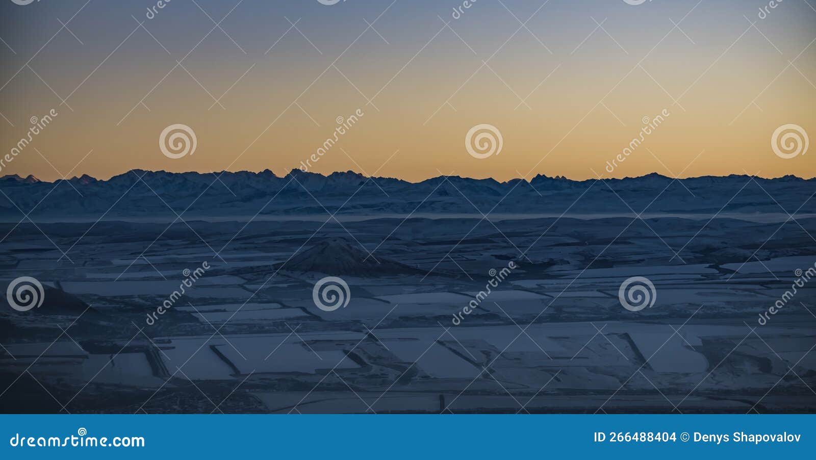 Panorama of the Mountain Range of the Caucasus Mountains at Sunset ...