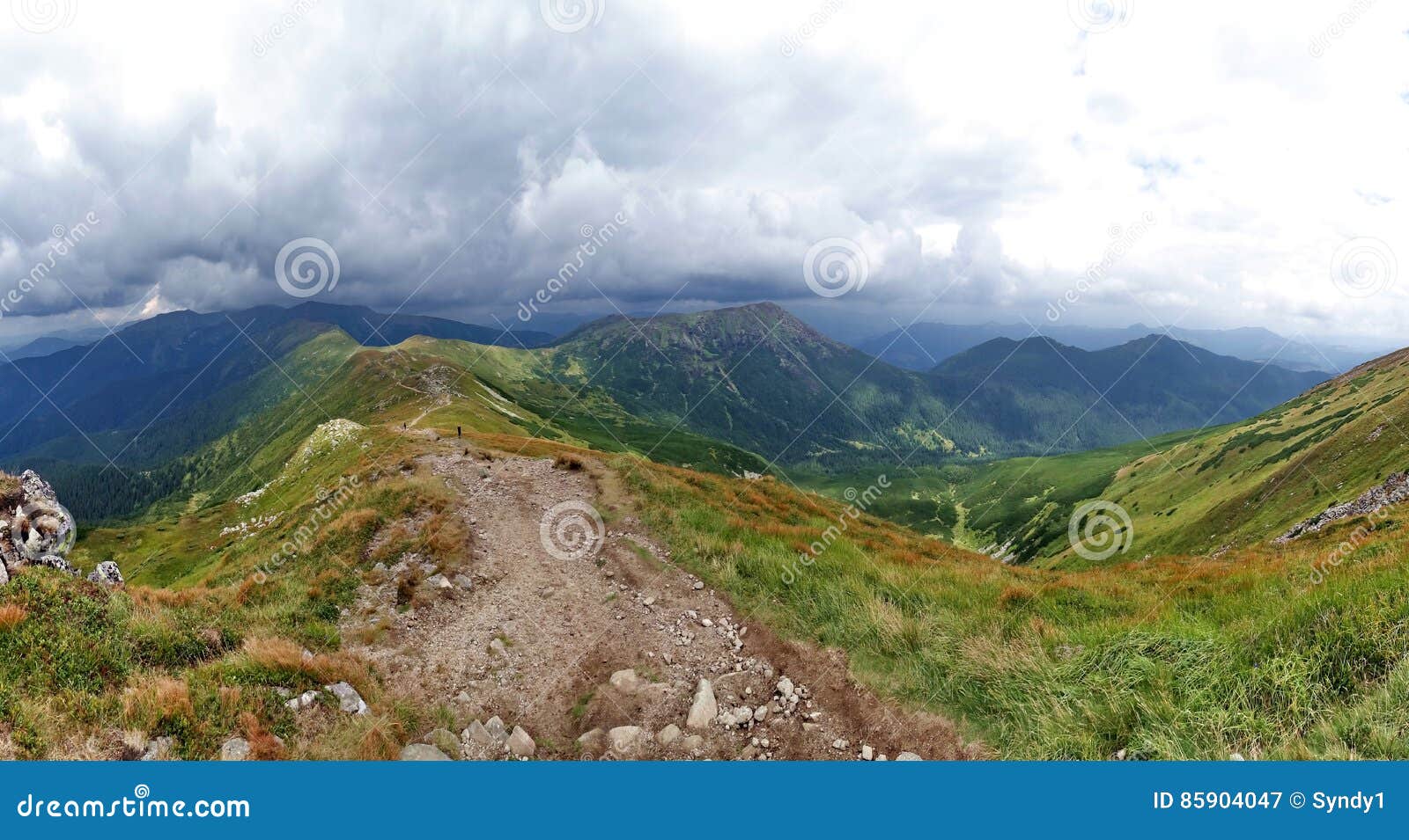 Panorama of Mountain Ridge from Path Running Along Top. Stock Image ...