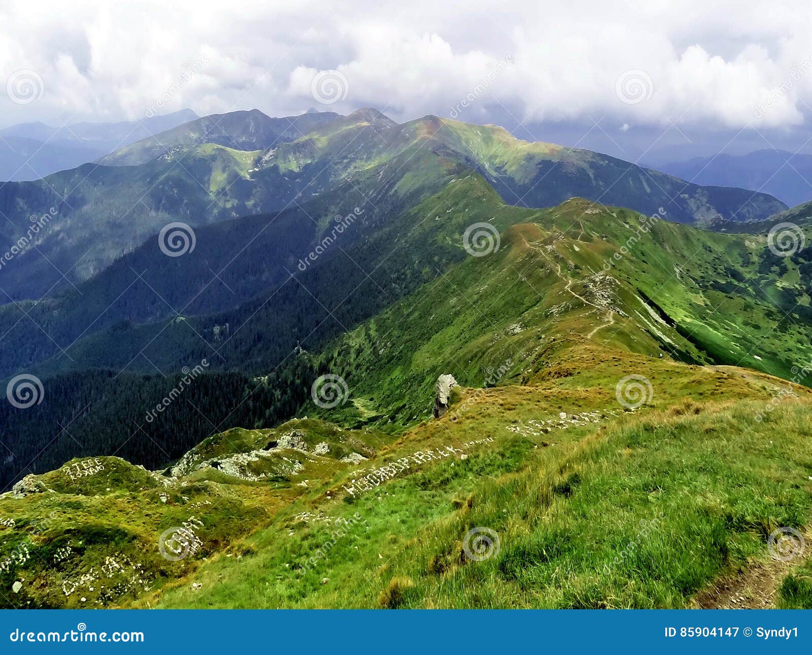 Panorama of Mountain Ridge from Path Running Along Top. Stock Image ...