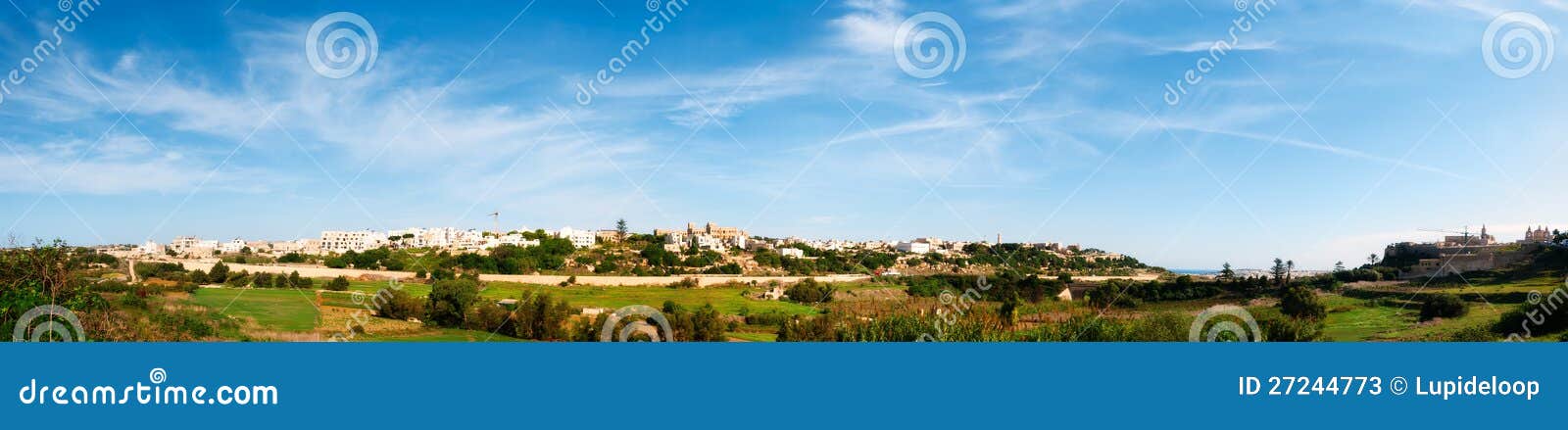 Panorama of Mtarfa Ridge stock image. Image of mdina - 27244773