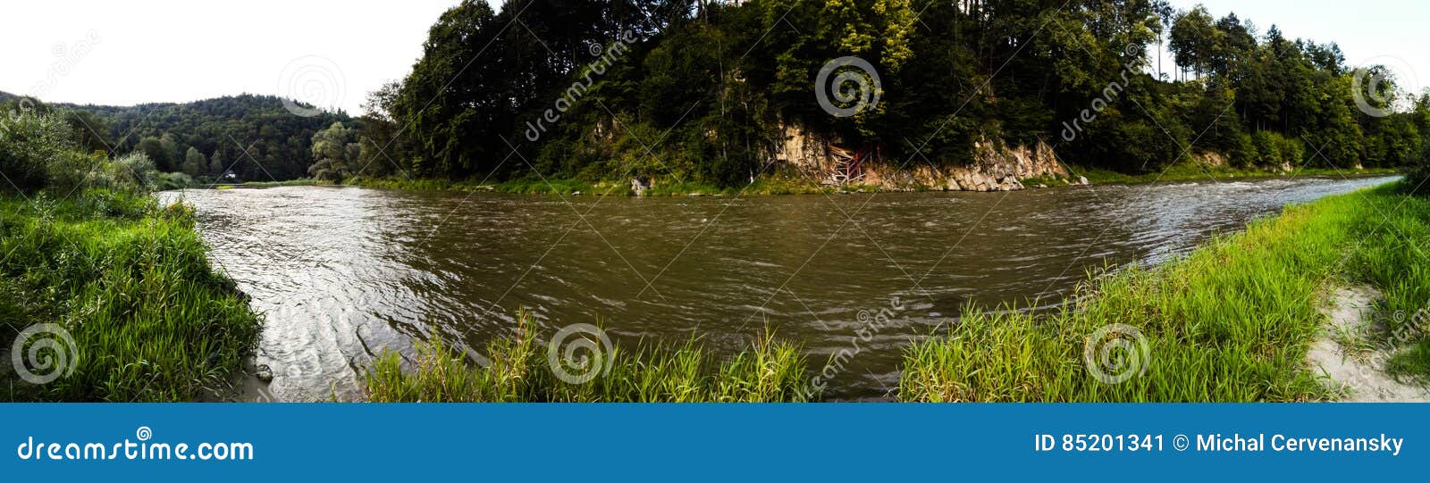 Panorama of Muddy River Poprad and Surrounding Forest Stock Image ...