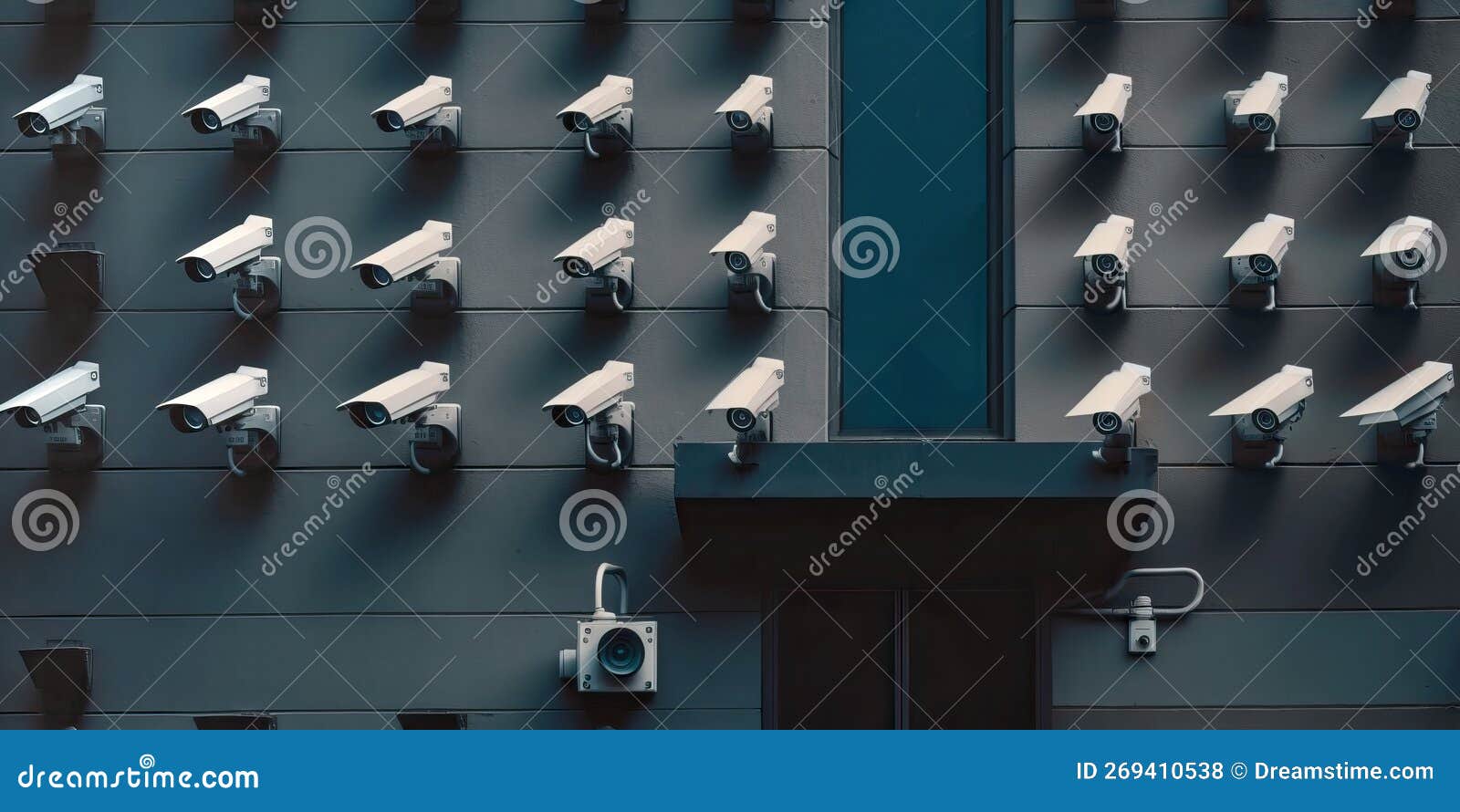 Panorama of Multiple Security Cameras Installed on the Exterior Wall of ...