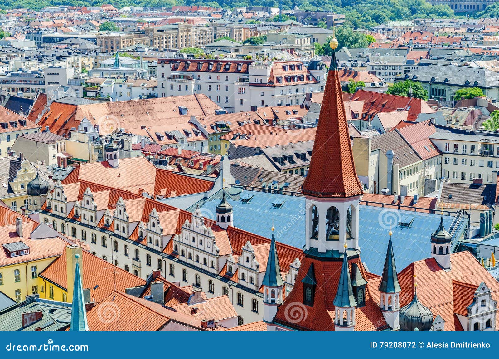 Panorama of the Munich and View of the Tower of the Old Town Hall ...