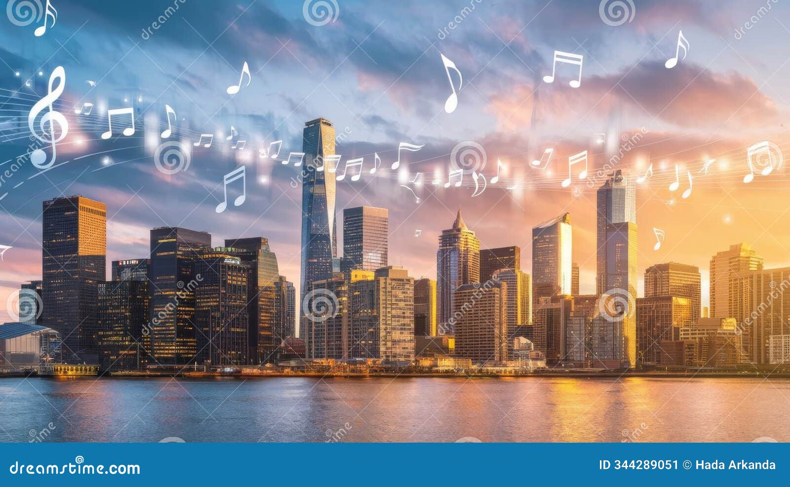 Panorama with Music Notes and Electronic Elements for a Dynamic ...