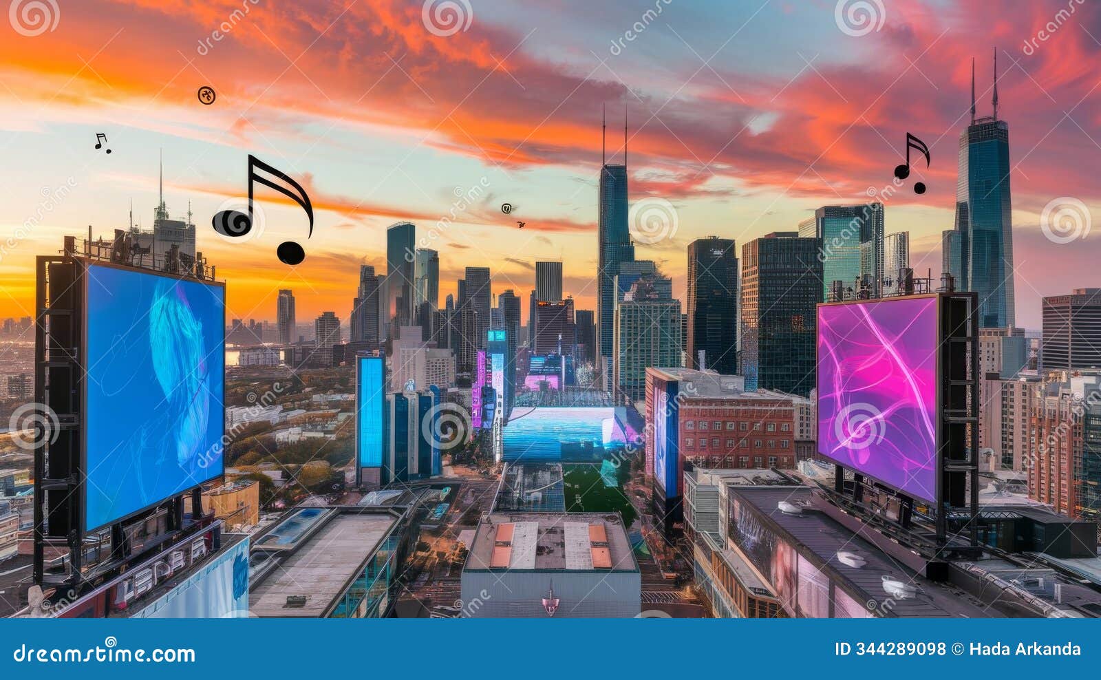 Panorama with Music Notes and Electronic Elements for a Dynamic ...