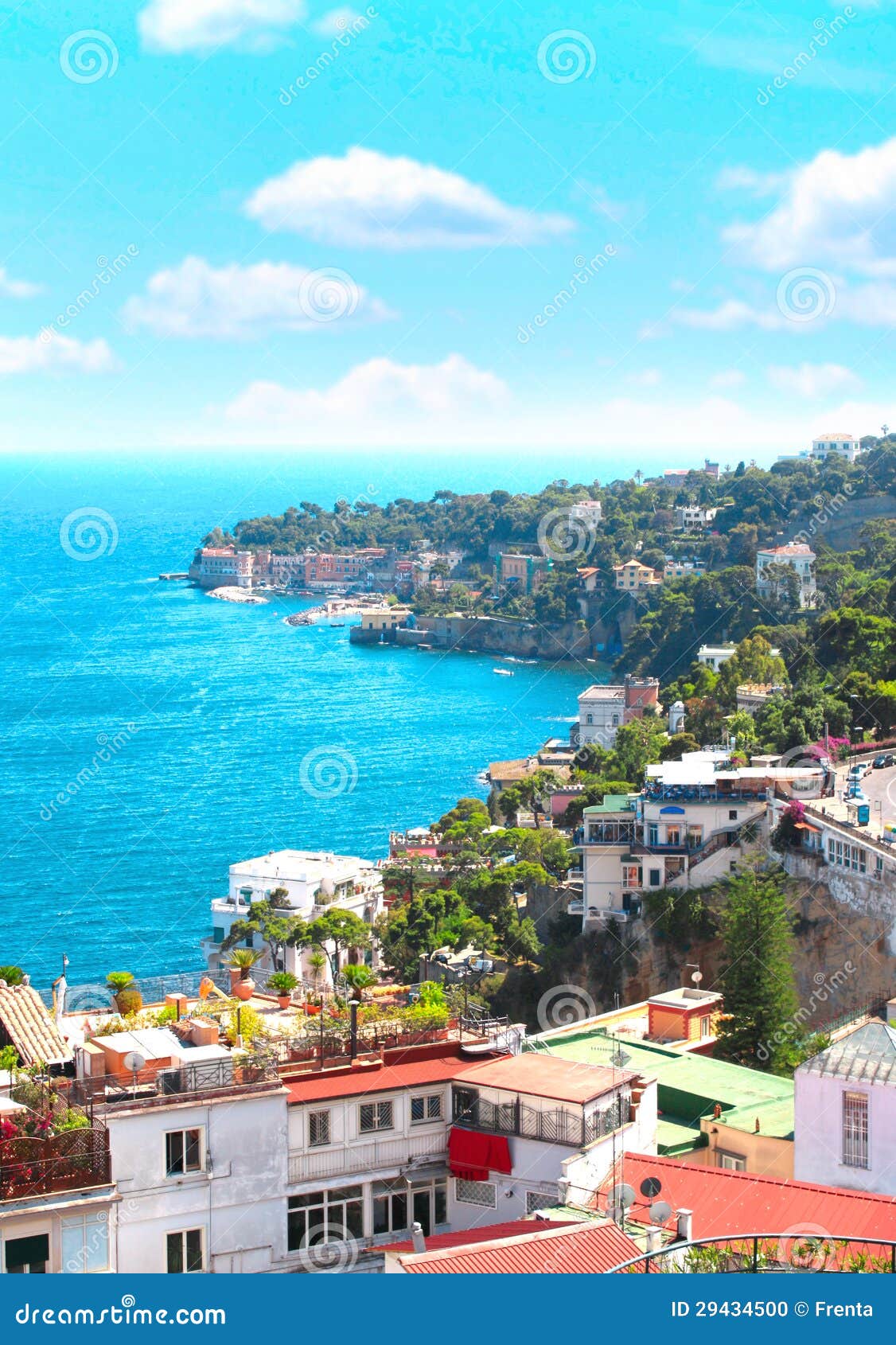 Panorama of Naples and Mediterranean Sea Stock Photo - Image of culture ...