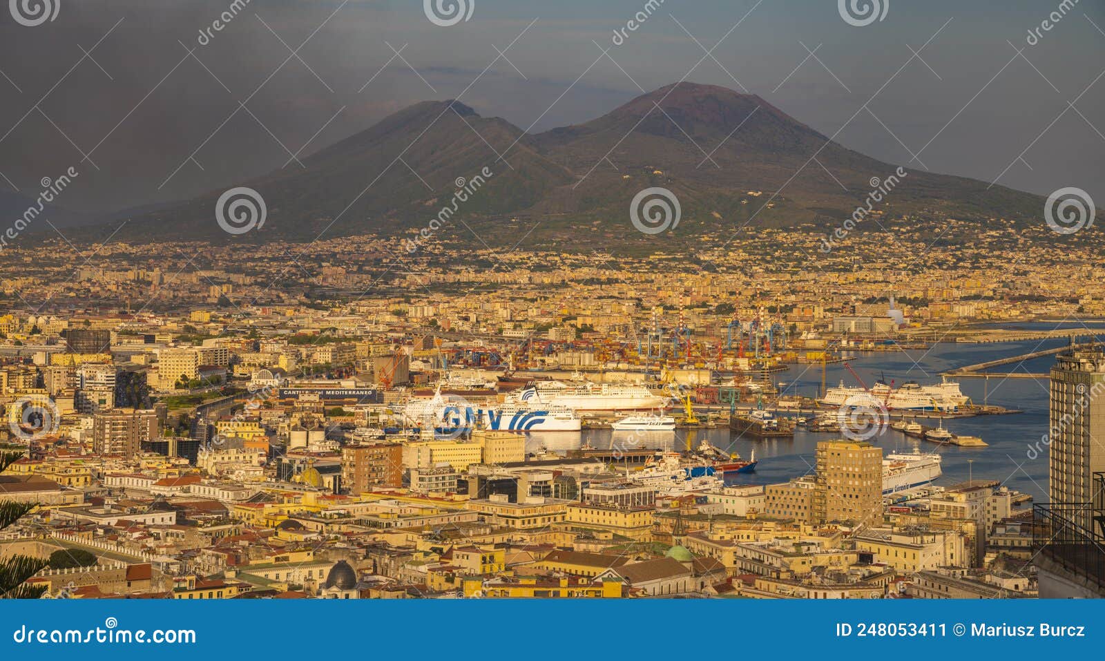 Panorama of Naples.Visible Fire in the City Center Editorial Photo ...