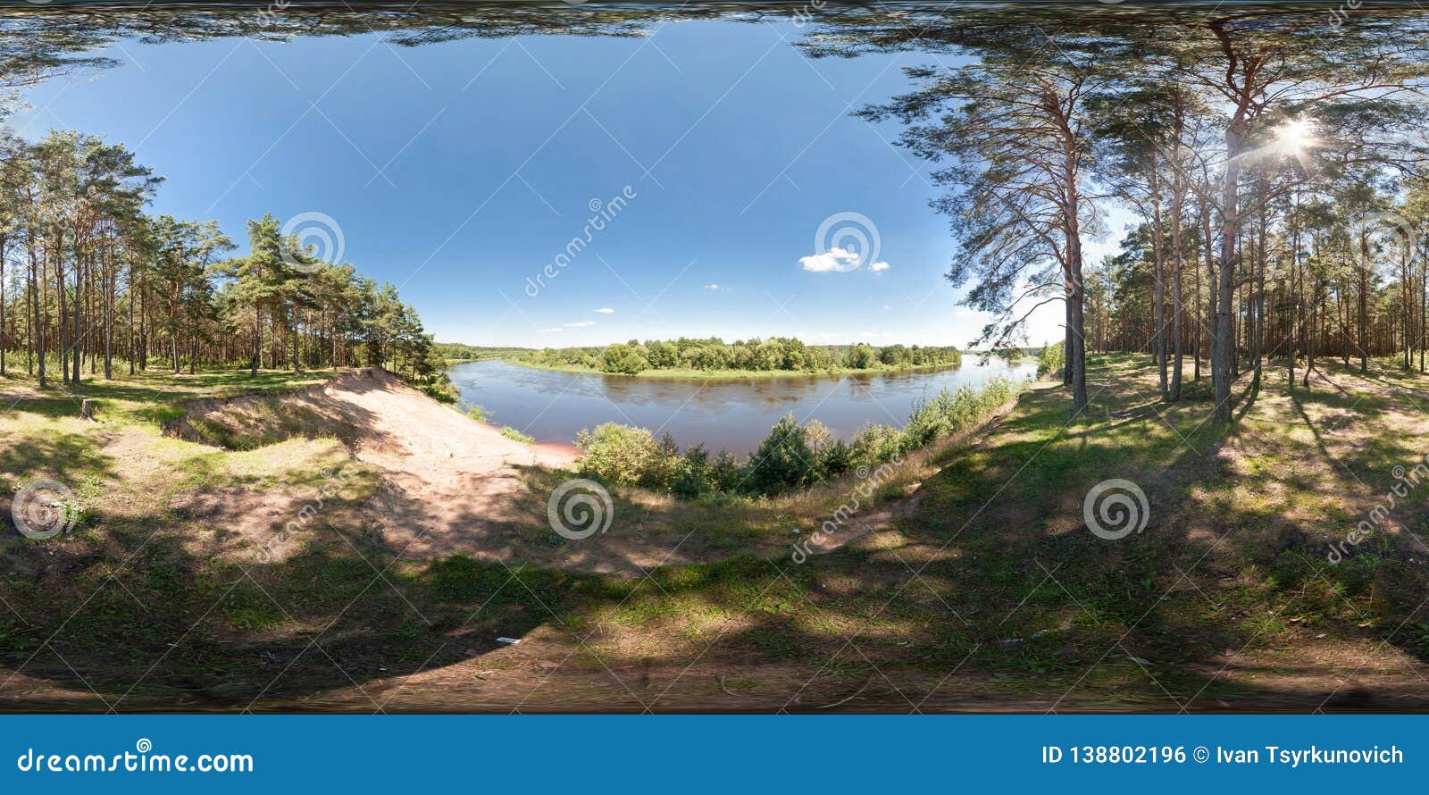 Panorama Near River in Sunny Summer Day. Full 360 Degree Panorama in ...