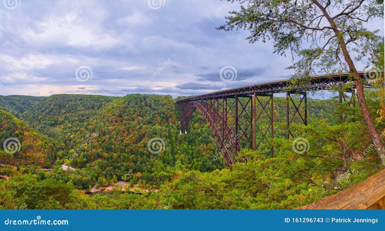 Panorama of the New River Gorge Bridge As Viewed from Overlook Stock ...