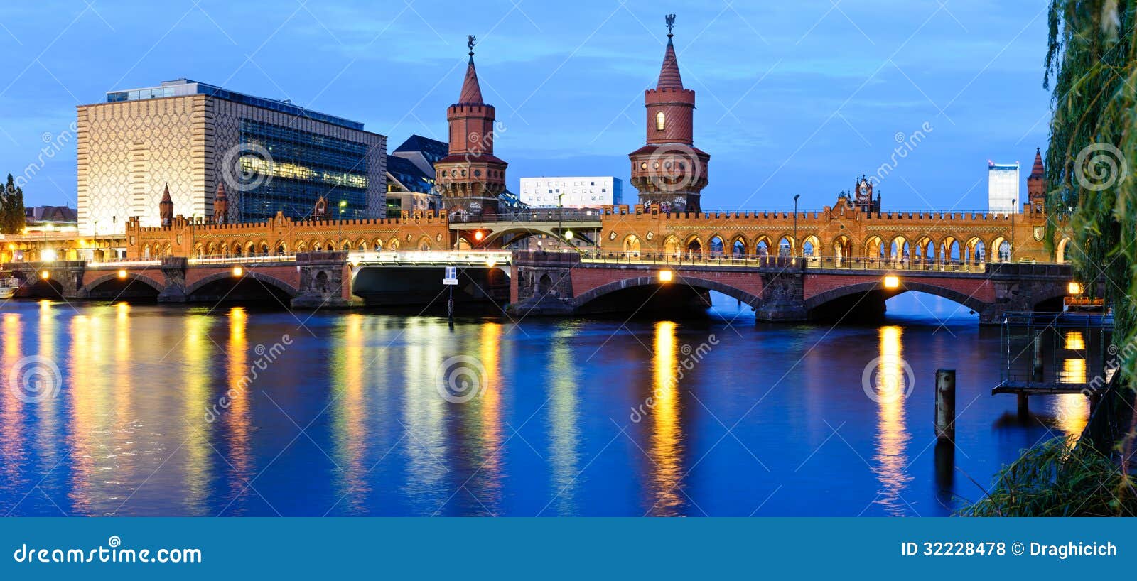 Panorama Oberbaum Bridge, Berlin, Germany Stock Photo - Image of ...