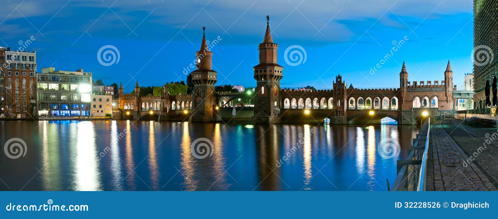 Panorama Oberbaum Bridge, Berlin, Germany Stock Photo - Image of ...