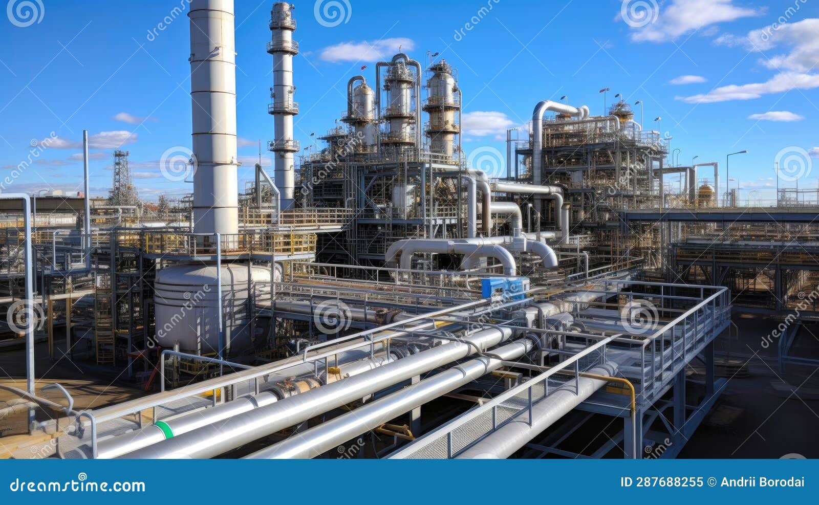 Panorama of Oil and Gas Installation. Stock Illustration - Illustration ...