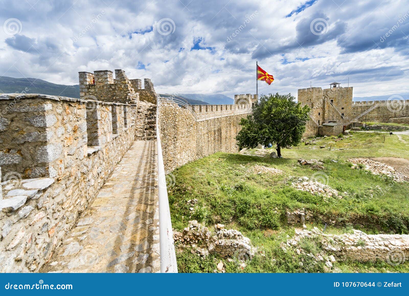 Panorama of Old Castle Ruins, Ohrid, Macedonia Stock Photo - Image of ...