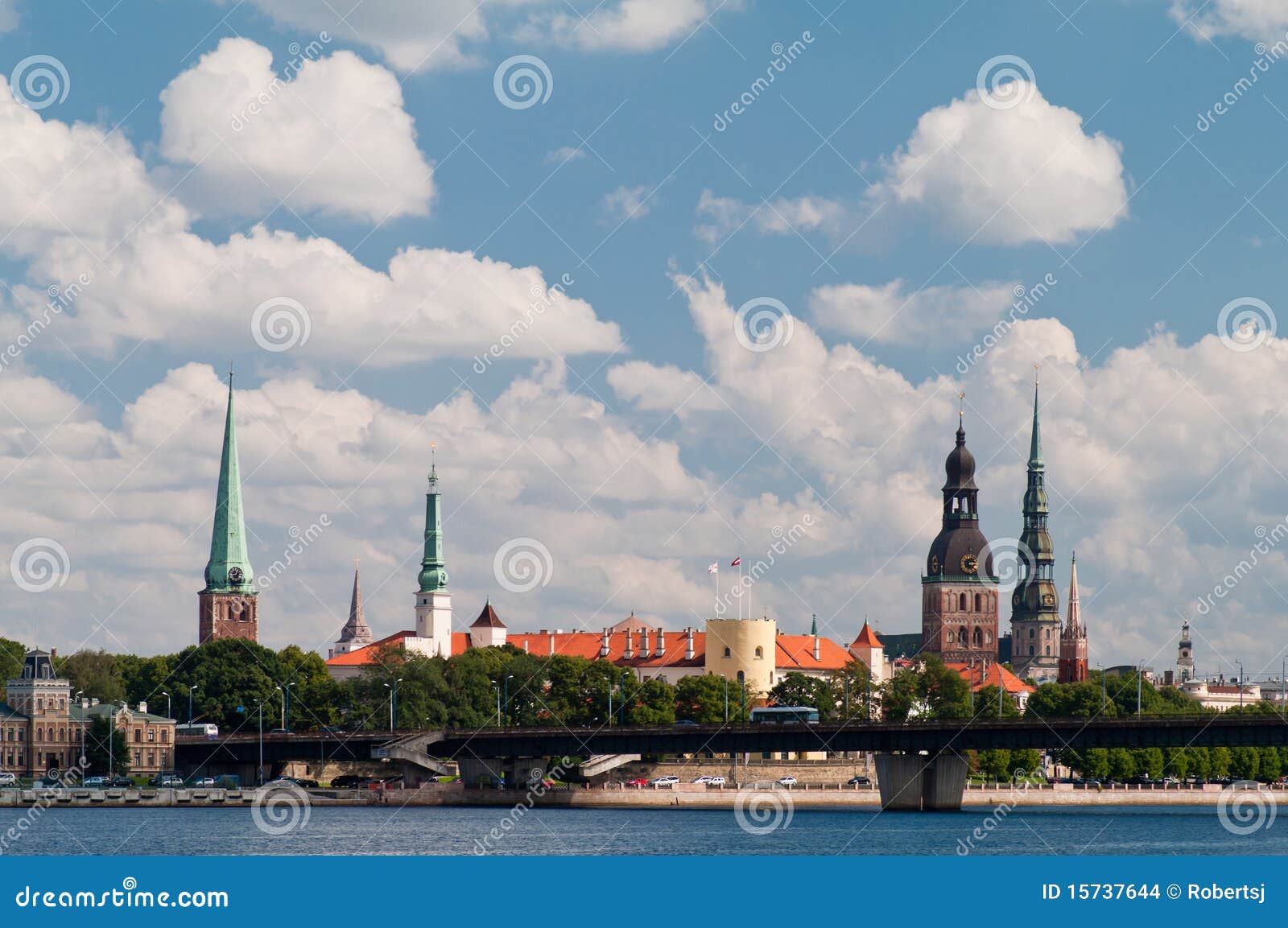 Panorama of Old Riga stock photo. Image of latvia, ancient - 15737644