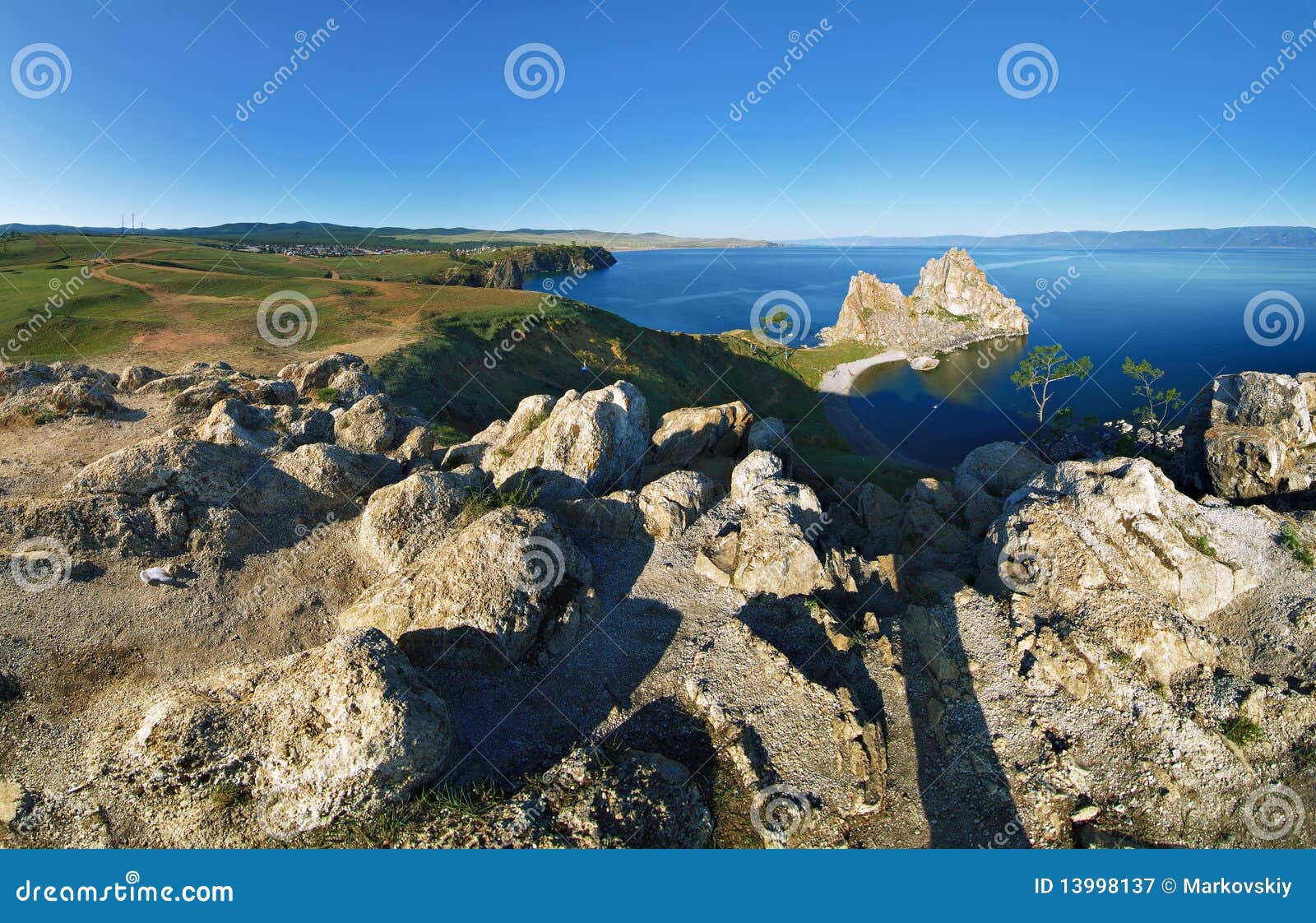 Panorama of Olkhon Island at Baikal Lake Stock Image - Image of ...