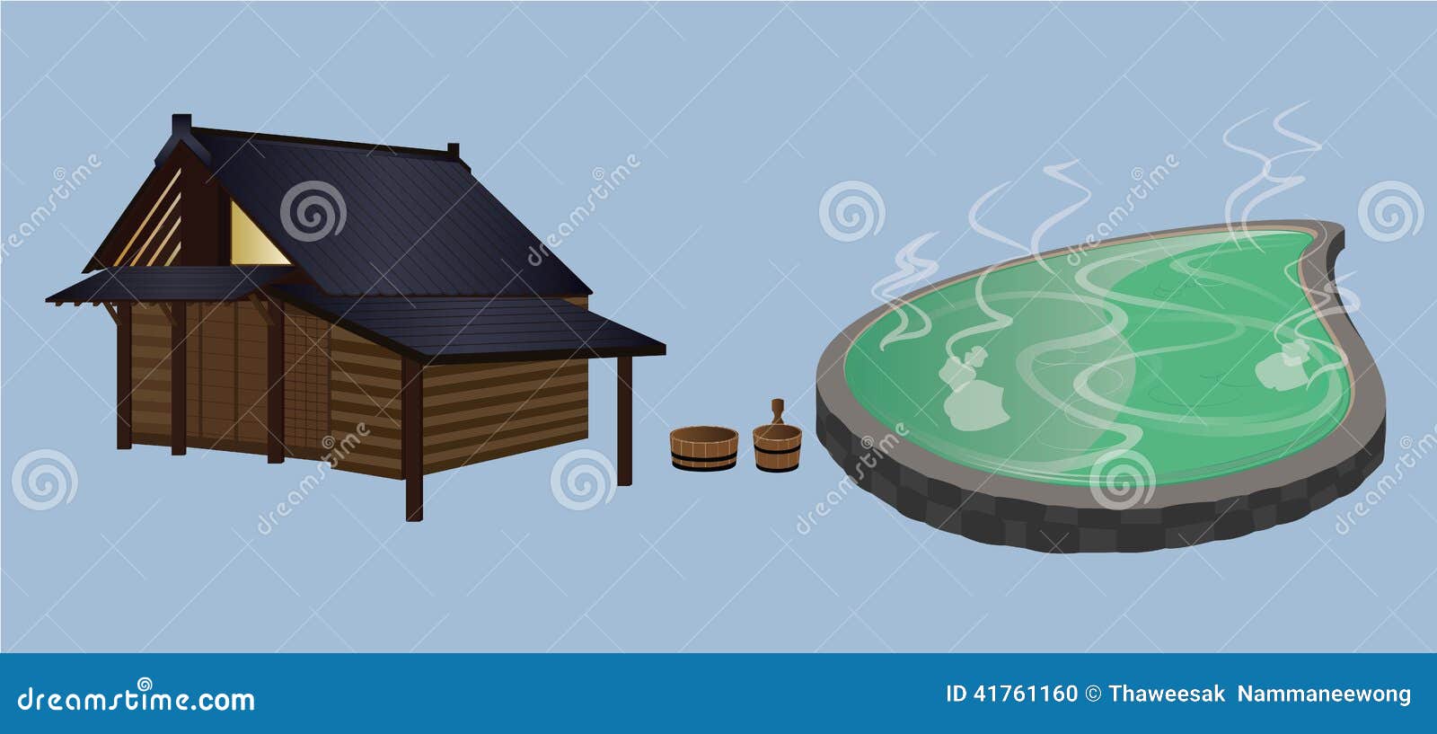 Panorama Onsen stock vector. Illustration of relax, building - 41761160