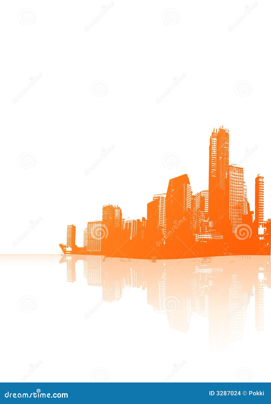 Panorama of orange city stock vector. Illustration of coast - 3287024