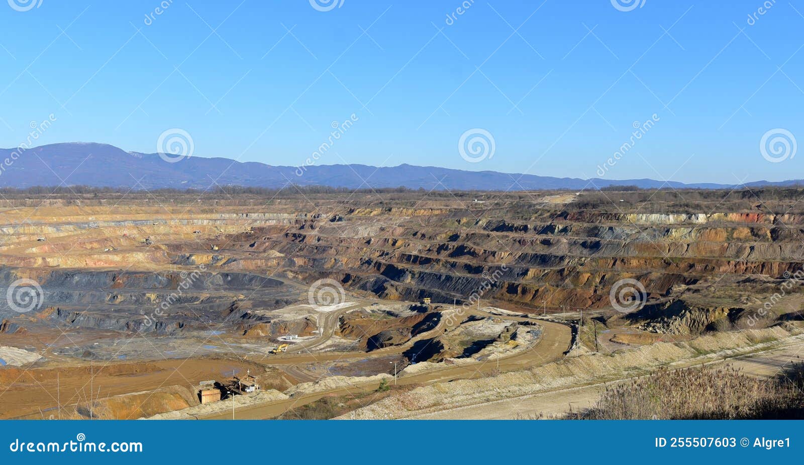 Large Open Pit Mine for Ore Mining and Exploitation Stock Image - Image ...