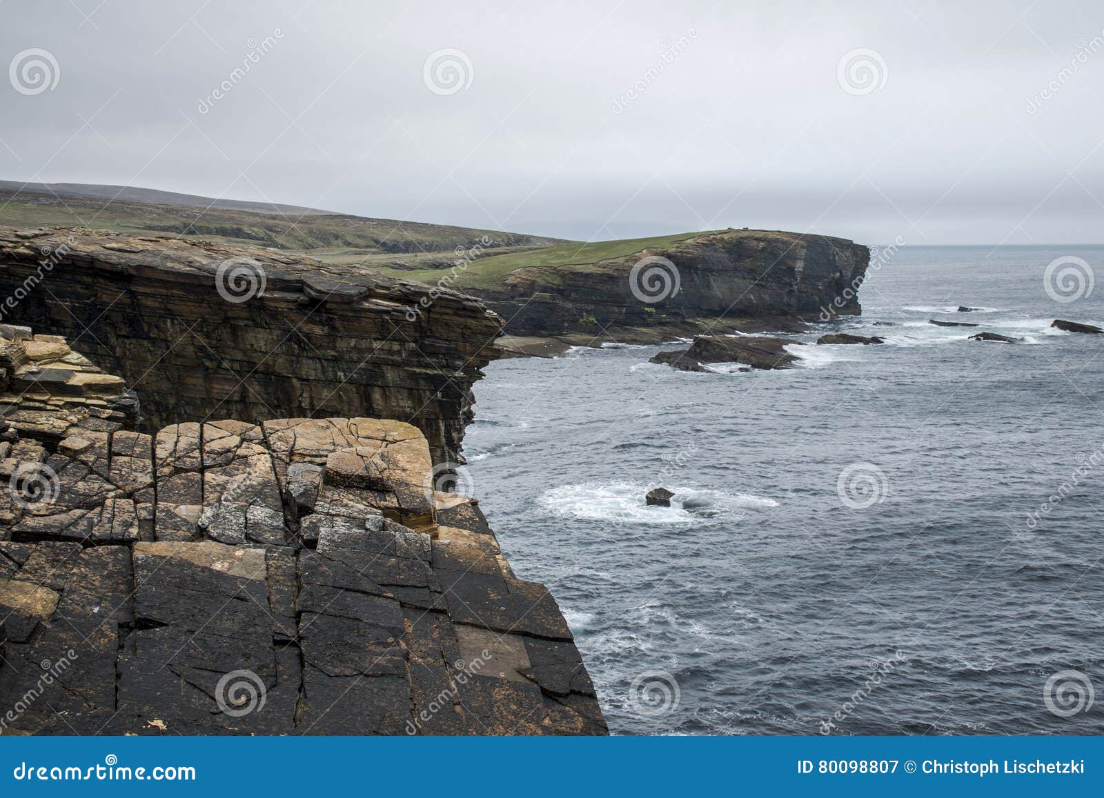 Panorama Orkney Coastline Yesnaby Cliff Landscape Stock Image - Image ...