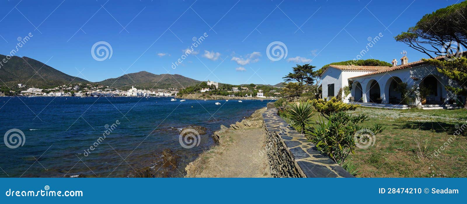 Panorama over Cadaques bay stock photo. Image of girona - 28474210