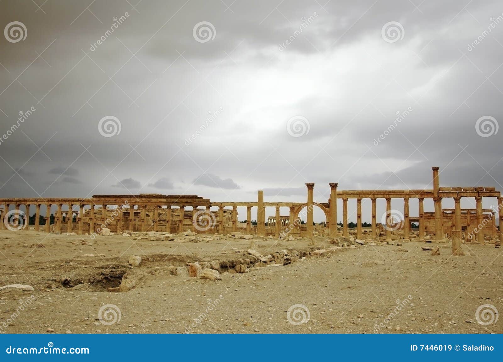 Panorama of Palmyra stock image. Image of asia, archaeological - 7446019