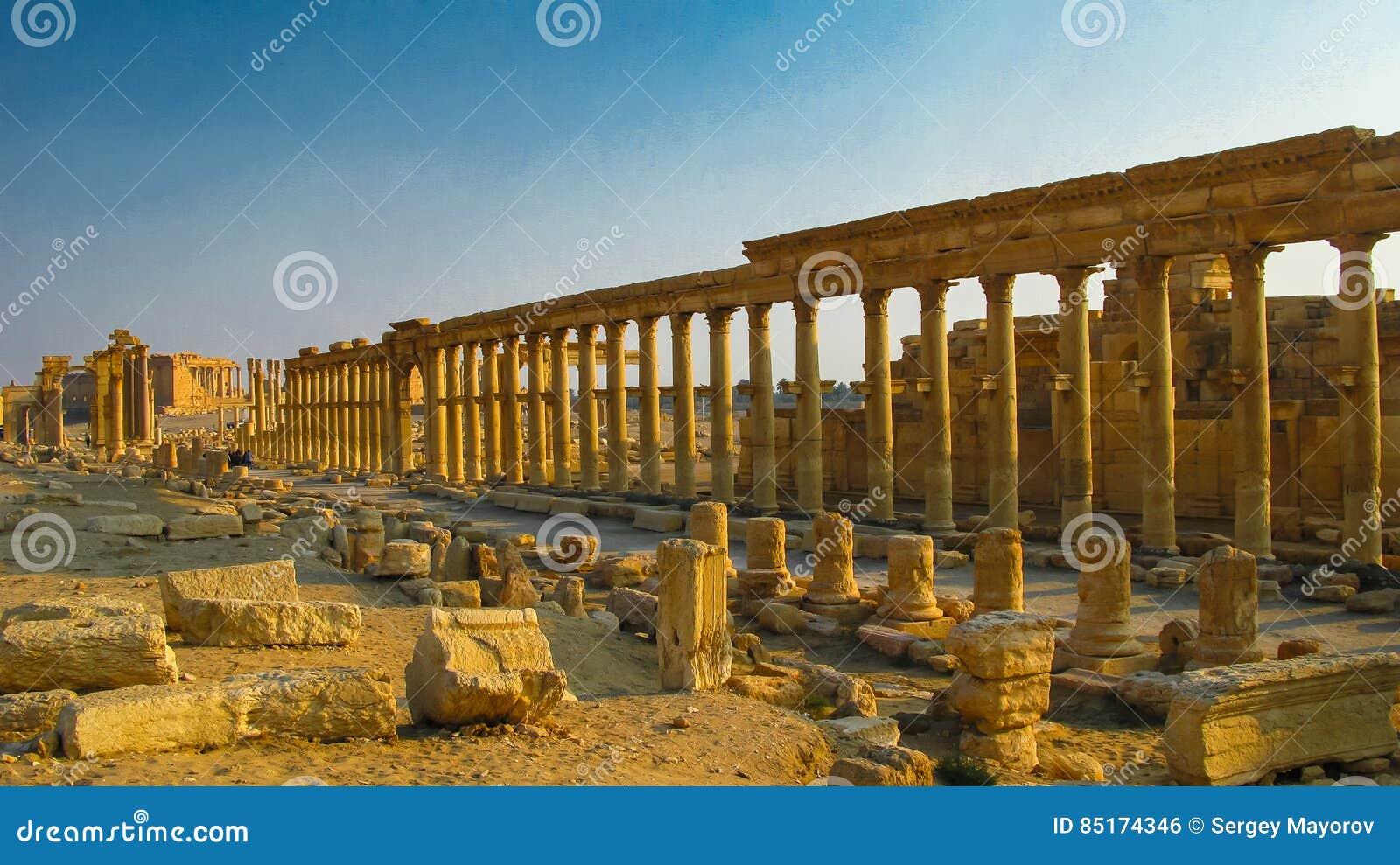 Panorama of Palmyra Columns and Ancient City, Destroyed ISIS Syria ...