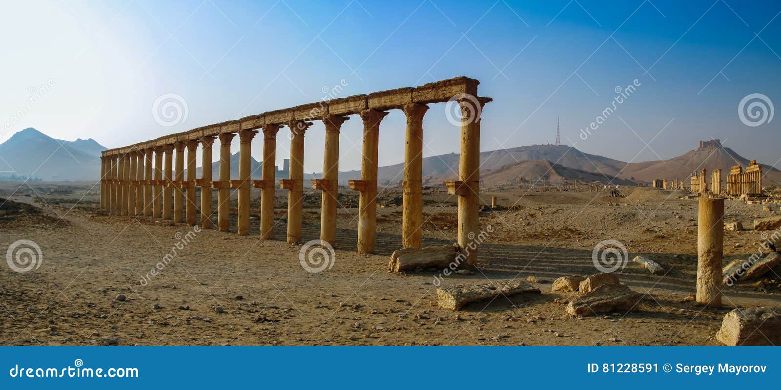 Panorama of Palmyra Columns and Ancient City, Syria Stock Image - Image ...