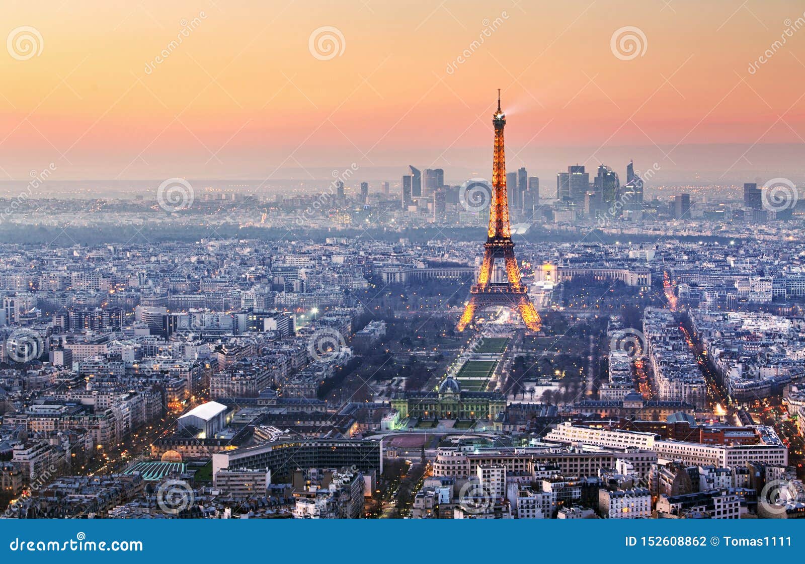 Panorama of Paris at Sunset Editorial Photography - Image of french ...