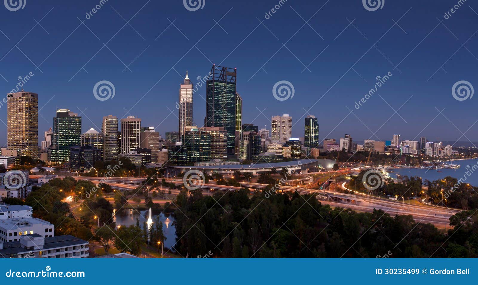 Perth at sunset stock image. Image of district, skyline - 30235499