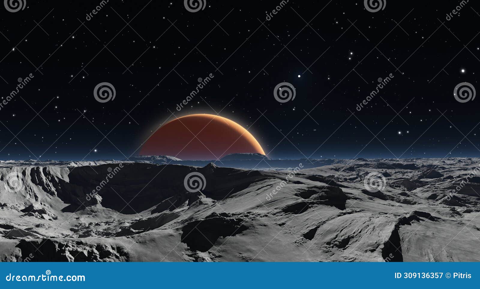 Panorama Of Phobos With The Red Planet Mars In The Background ...