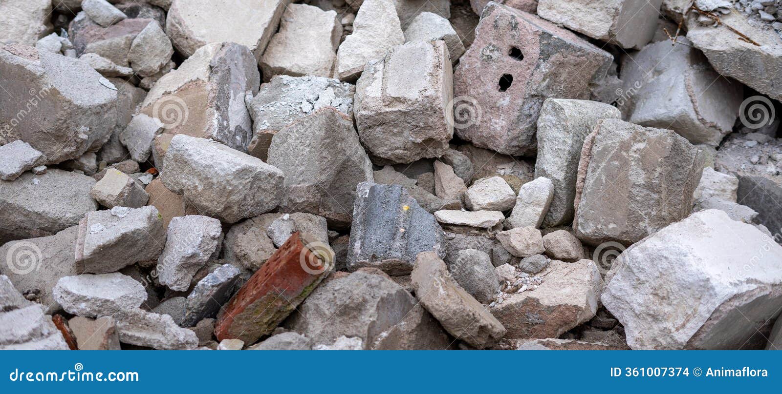 Panorama Pieces of Concrete, Demolition of Construction Site Texture ...