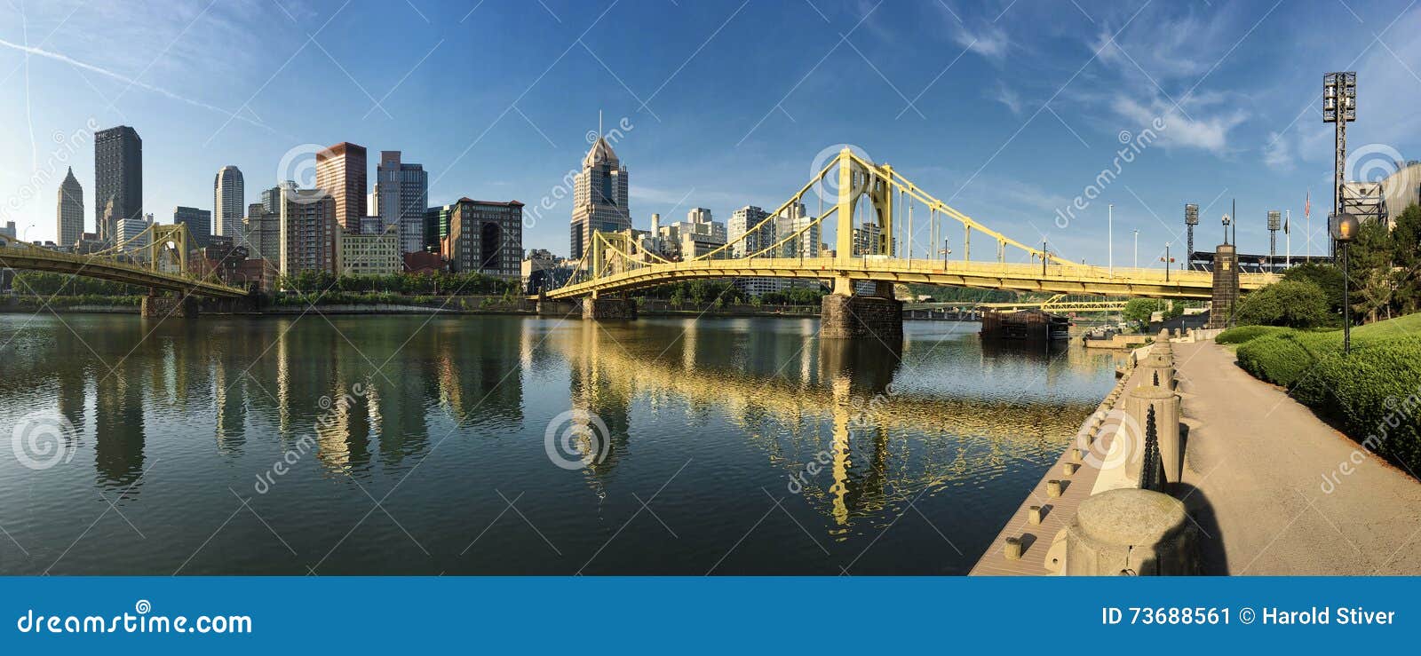 Panorama of the Pittsburgh City Center between Two Bridges Editorial ...