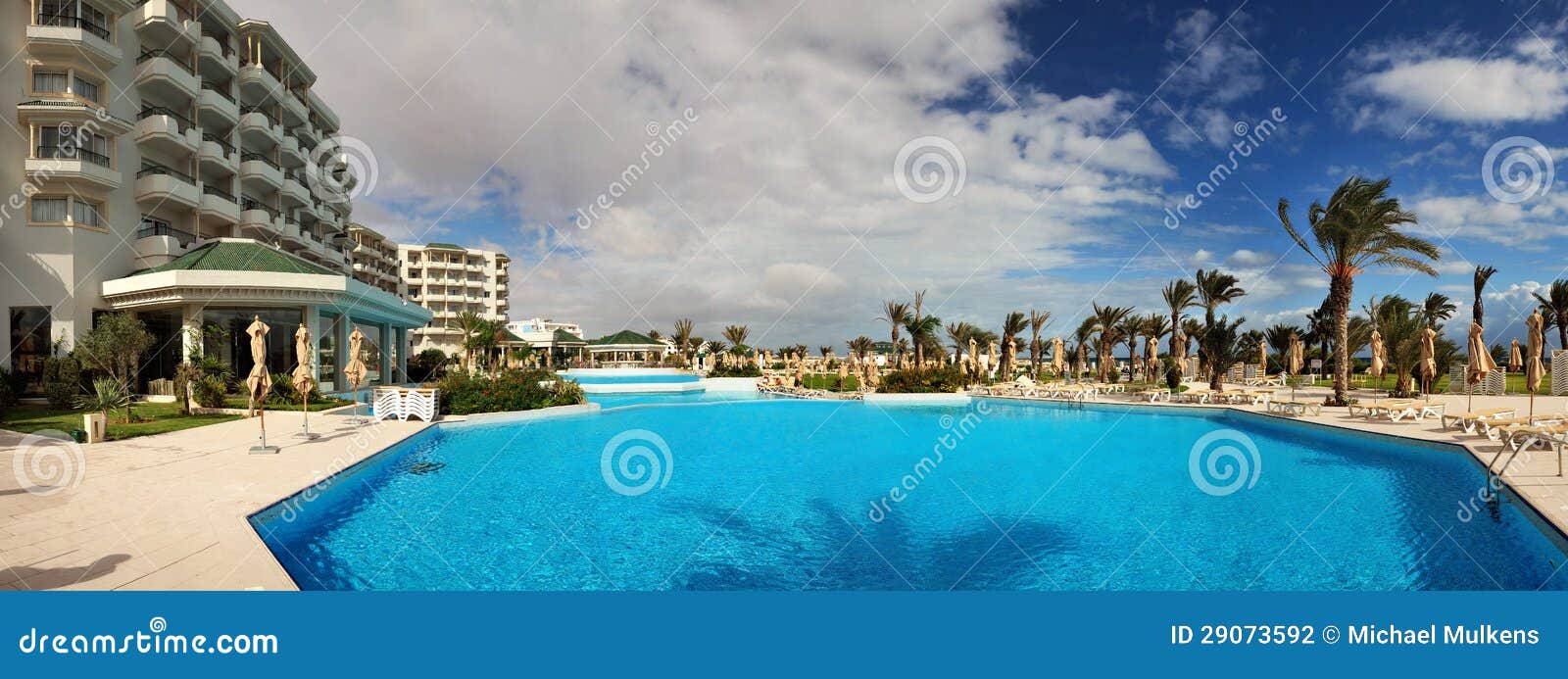 Panorama of a pool editorial photography. Image of iberostar - 29073592