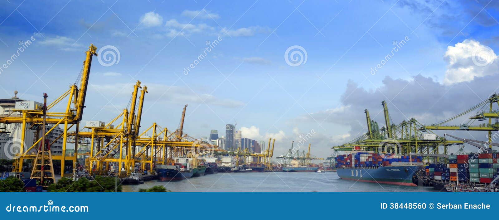 Panorama of the Port of Singapore Editorial Image - Image of shipping ...