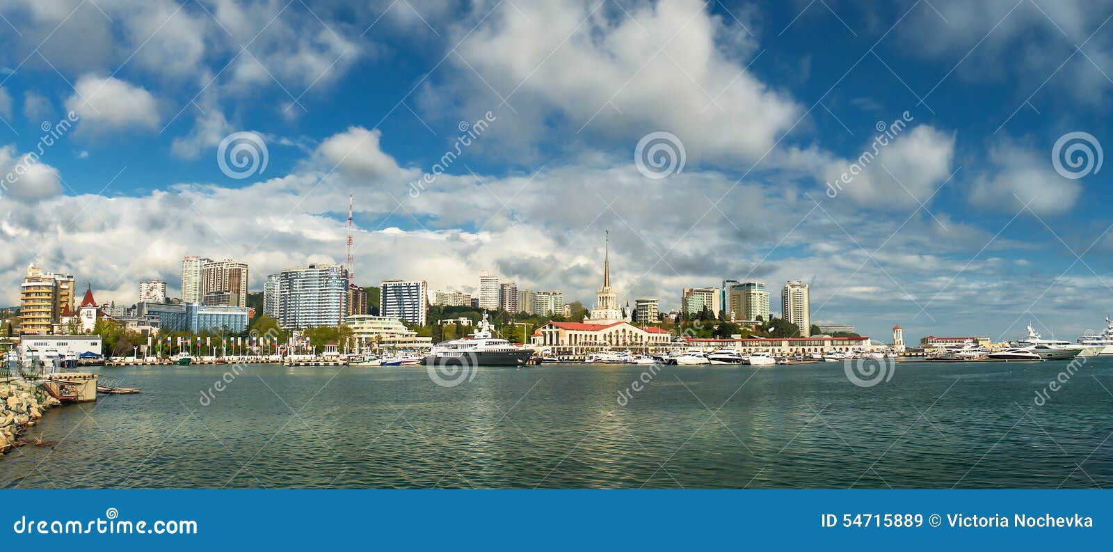 Panorama of the Port of Sochi Stock Image - Image of spire, sochi: 54715889