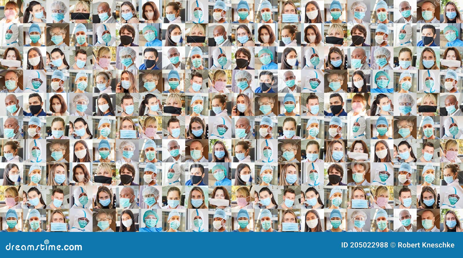 Panorama Collage People with Face Mask Stock Photo - Image of hygiene ...