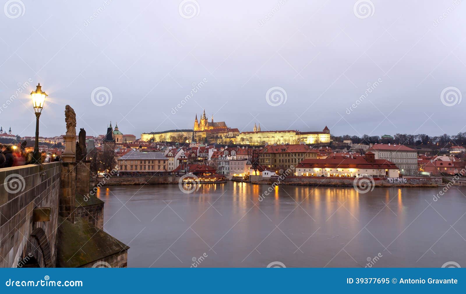 Panorama of Prague stock image. Image of sunset, river - 39377695