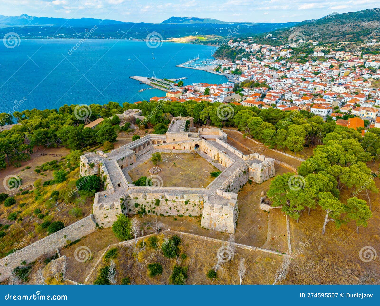 Panorama of Pylos Castle in Greece Stock Image - Image of pilos, star ...