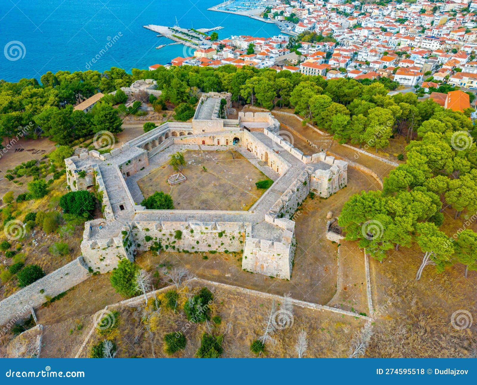 Panorama of Pylos Castle in Greece Stock Photo - Image of fortification ...