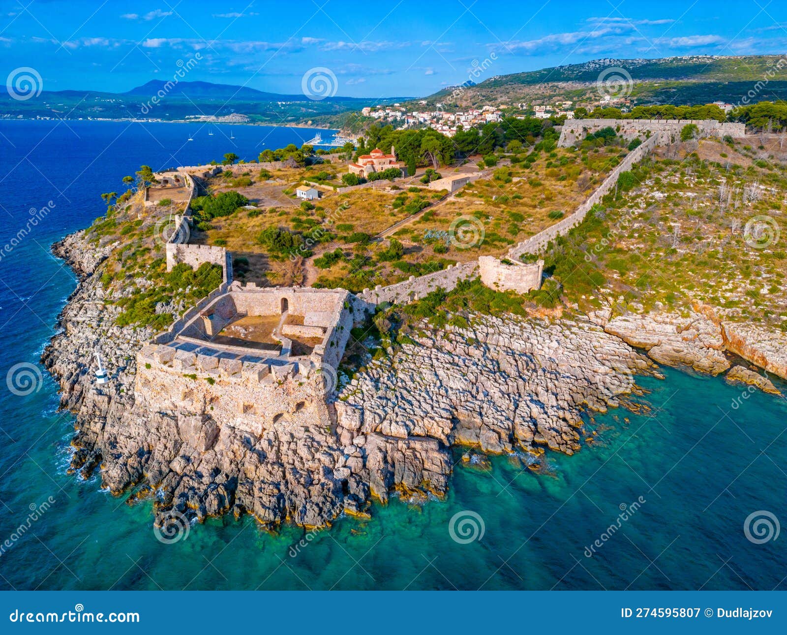 Panorama of Pylos Castle in Greece Stock Image - Image of harbor ...