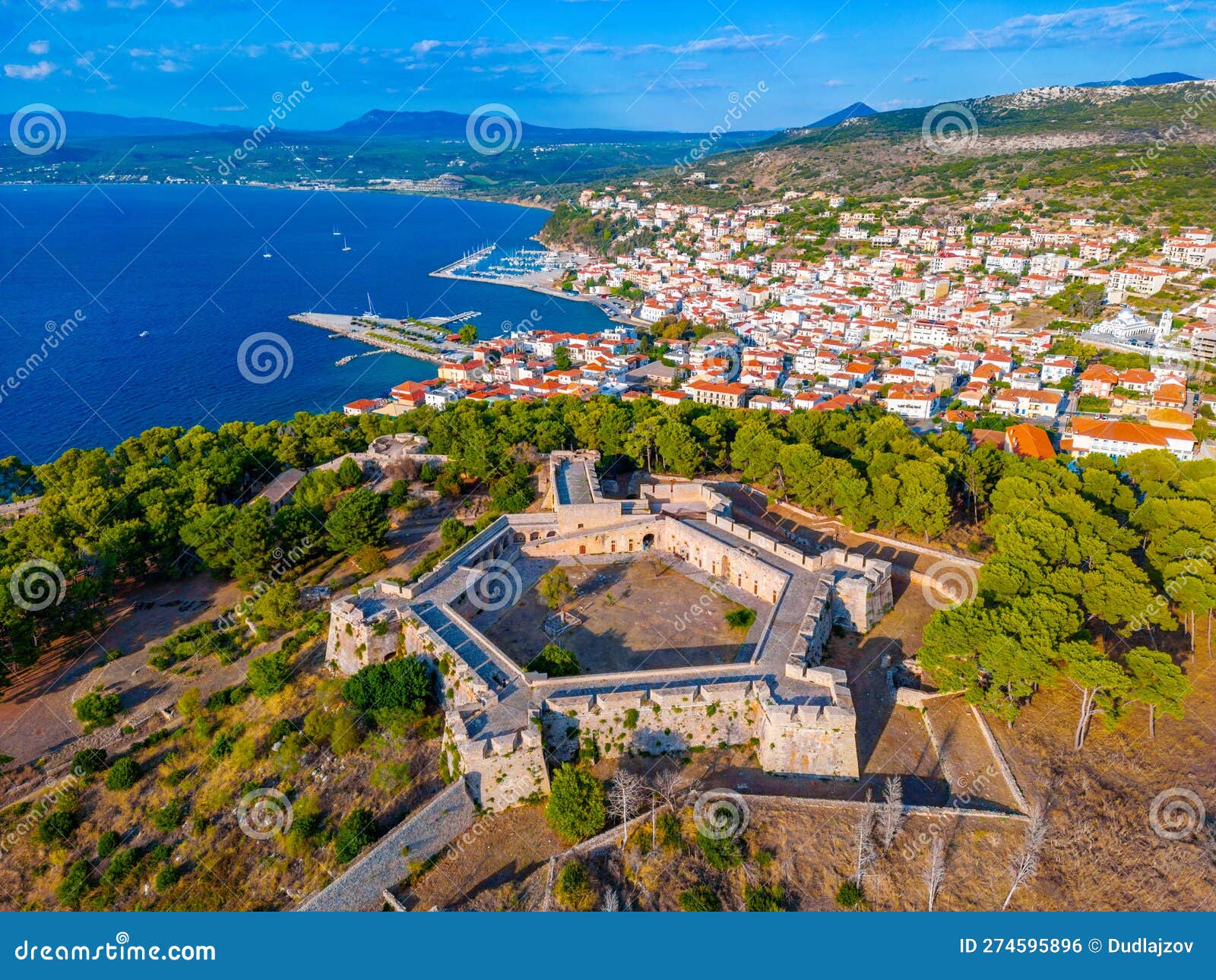 Panorama of Pylos Castle in Greece Stock Photo - Image of pilos ...