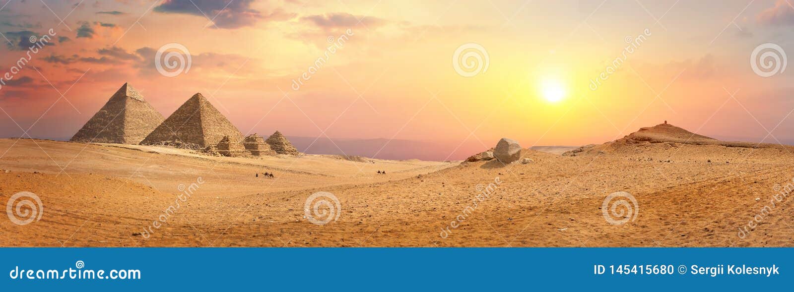 Panorama of pyramids stock photo. Image of historical - 145415680