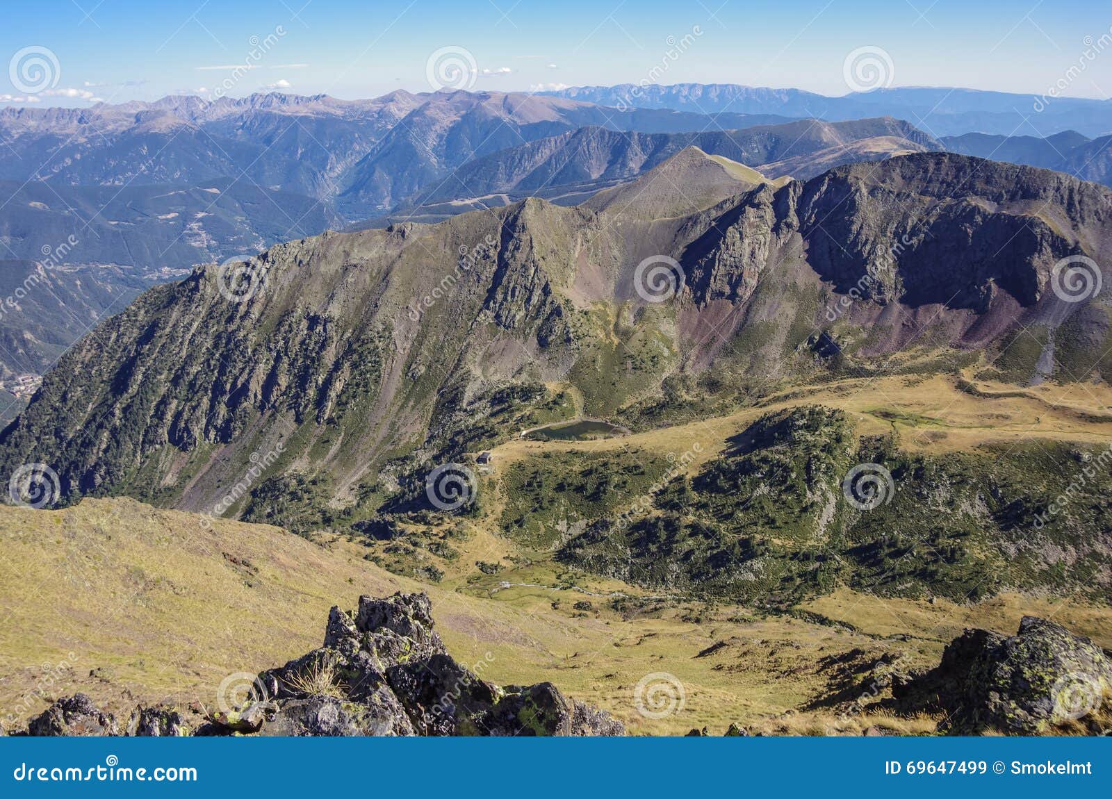 Panorama of the Pyrenees Mountains in Andorra, from Top of Coma Stock ...