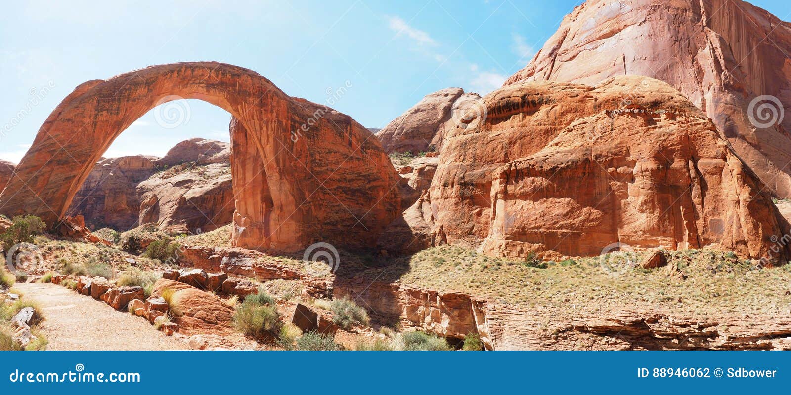 Panorama of the Rainbow Bridge, Lake Powell Stock Photo - Image of ...