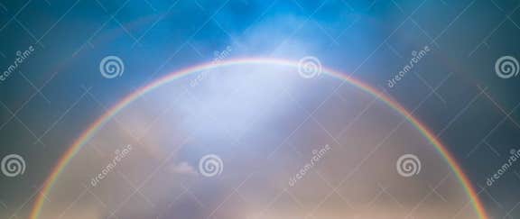 Panorama of Rainbow in the Sky Stock Image - Image of background, green ...