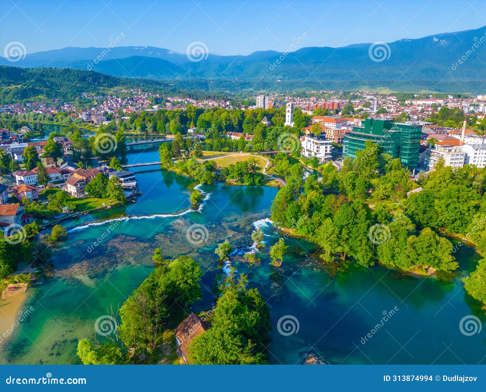 Panorama of Rapids on River Una in Bosnian Town Bihac Stock Photo ...