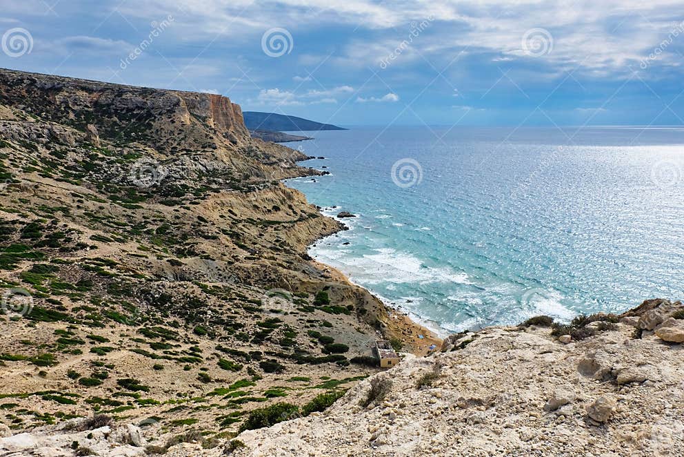 Panorama on Red Beach on Crete Stock Photo - Image of peace, coastline ...