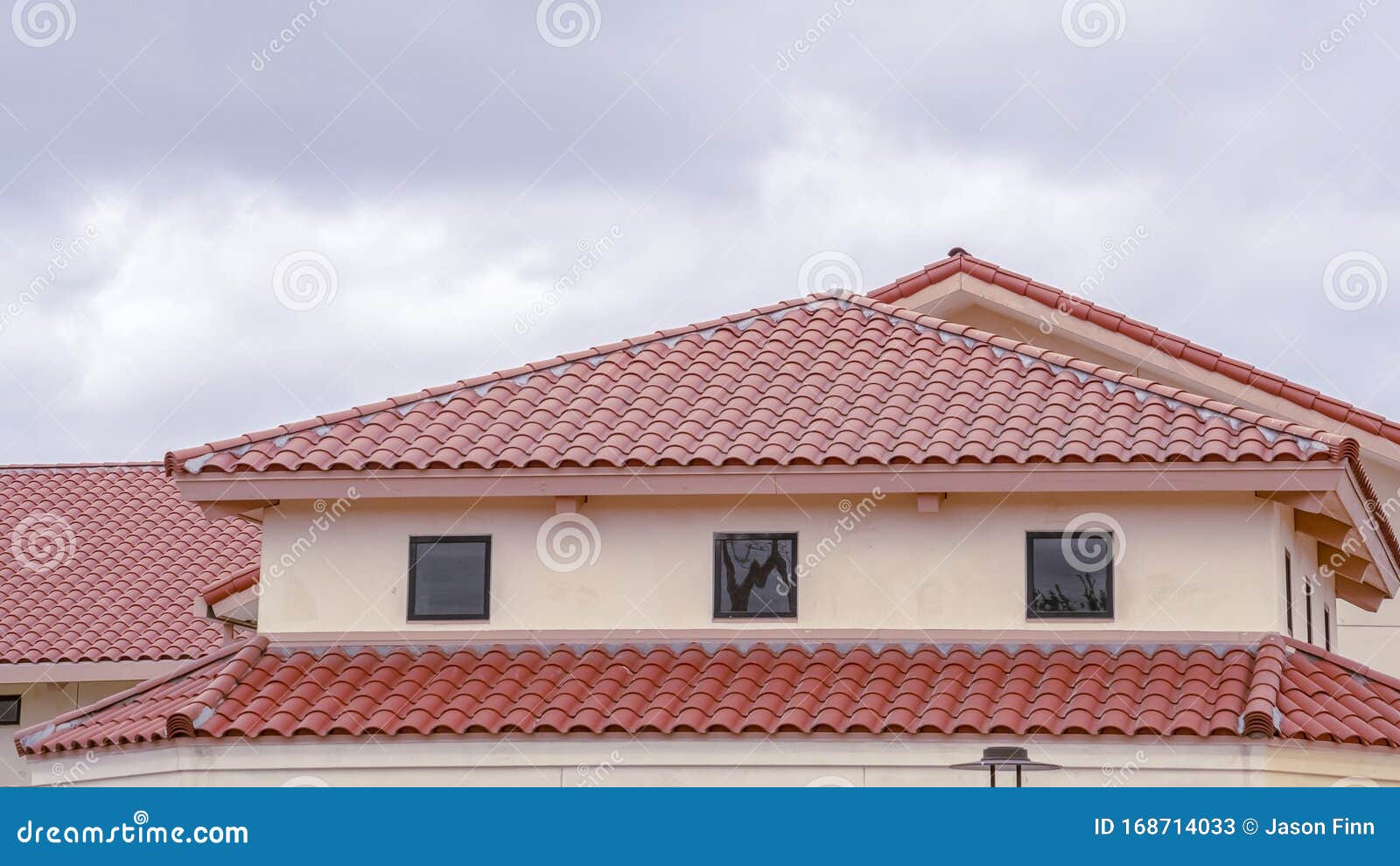 Panorama Tiled Roof on a Building with Ventilation Windows Stock Image ...