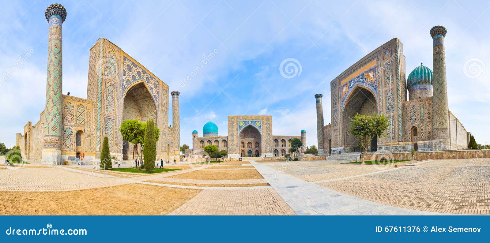 Panorama Registan Square with Three Madrasahs in Samarkand Stock Photo ...